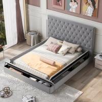 China Bed furniture set modern Queen/King size tufts velvet fabric luxury multi functional soft beds for Apartment Hotel  Home for sale