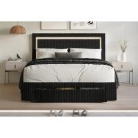 China Latest modern design bed set LED Glow Headboard storage drawer Queen size comforter luxury bed for Apartment Hotel Home for sale