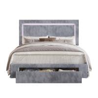 China Most popular bed comforter set Velvet Tufted LED Light Platform Storage Bed for Bedroom Apartment and Hotel for sale