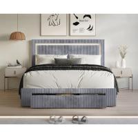 China Most popular bed comforter set Velvet Tufted LED Light Platform Storage Bed for Bedroom Apartment and Hotel for sale
