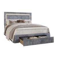 China Most popular bed comforter set Velvet Tufted LED Light Platform Storage Bed for Bedroom Apartment and Hotel for sale