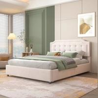 China Queen Size Upholstered Platform Bed with Velvet Fabric Classic Headboard bed room set for Bedroom Apartment and Hotel for sale