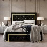 China Wholesales price Europe style Panel Bed headboard king size bed frame upholstered bed for Bedroom Hotel and Apartment for sale