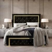 China Wholesales price Europe style Panel Bed headboard king size bed frame upholstered bed for Bedroom Hotel and Apartment for sale