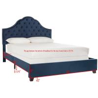 China Navy velvet Luxury bed furniture Queen King Full size bed with tufts and nails design for Hotel Bedroom for sale