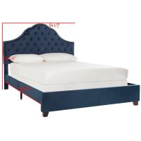 China Navy velvet Luxury bed furniture Queen King Full size bed with tufts and nails design for Hotel Bedroom for sale
