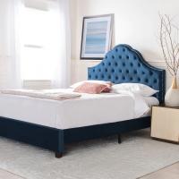China High-Grade Modern bed furniture set comfort Queen size bed with button  tufted design wood legs bed for Hotel Bedroom for sale