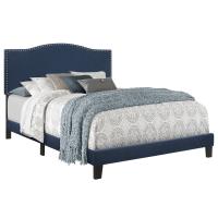 China Most Popular bed furniture Blue velvet color Queen size bed Upholstered panel beds for Hotel Bedroom for sale