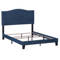 China Most Popular bed furniture Blue velvet color Queen size bed Upholstered panel beds for Hotel Bedroom for sale