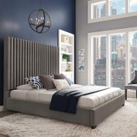 China New Arrival Modern North America style Bed Queen Size King size upholstered beds High velvet headboard fame for Hotel for sale
