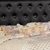 China LED lights High-End Modern bed furniture upholstered set bed with button tufted design for HOTEL BEDROOM for sale