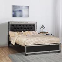 China LED lights High-End Modern bed furniture upholstered set bed with button tufted design for HOTEL BEDROOM for sale