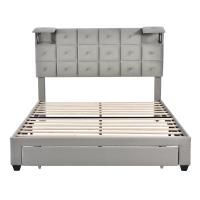 China Latest New Design LED Function good quality Luxury Velvet Platform Bed with a Big Drawer and storage for Bedroom and Hot for sale