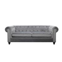 China Italian Furniture Modern Queen Sofa Living Room Furniture Velvet Tufted Gray Furniture Sofa Set 3+2 Luxury couch Settee for sale