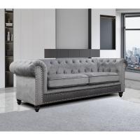 China Italian Furniture Modern Queen Sofa Living Room Furniture Velvet Tufted Gray Furniture Sofa Set 3+2 Luxury couch Settee for sale