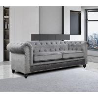 China Italian Furniture Modern Queen Sofa Living Room Furniture Velvet Tufted Gray Furniture Sofa Set 3+2 Luxury couch Settee for sale