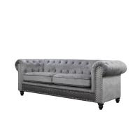 China Italian Furniture Modern Queen Sofa Living Room Furniture Velvet Tufted Gray Furniture Sofa Set 3+2 Luxury couch Settee for sale