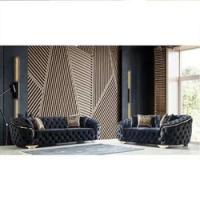 China Factory direct sales of the latest design luxury sofa set 1+2+3Velvet purple fabric living room sofa for Hotel apartment for sale