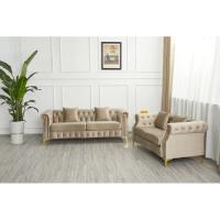 China Light tufted Luxury Beige Sofa Set Furniture Velvet 1 2 3 Seat Honeycomb Stainless Steel Living Room Sofas For Home Hote for sale