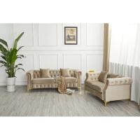 China Light tufted Luxury Beige Sofa Set Furniture Velvet 1 2 3 Seat Honeycomb Stainless Steel Living Room Sofas For Home Hote for sale