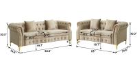 China Light tufted Luxury Beige Sofa Set Furniture Velvet 1 2 3 Seat Honeycomb Stainless Steel Living Room Sofas For Home Hote for sale