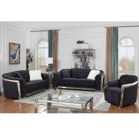 China High quality button tufted room furniture sofa set with sliver metal leg 2+3S blue aluminium steel wood luxury sofa set for sale