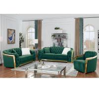 China High quality button tufted room furniture sofa set with sliver metal leg 2+3S blue aluminium steel wood luxury sofa set for sale