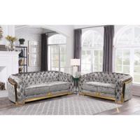 China High quality button tufted room furniture sofa set with sliver metal leg 2+3S blue aluminium steel wood luxury sofa set for sale