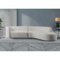 China Cara Furniture Curved lounge Couch Berber Fleece Corner sofa Home Furniture Moon shaped Leisure Living room sofa for sale