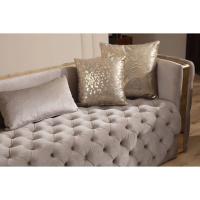 China Cara Furniture Beige color Italian Velvet fabric Gold metal armrest corner sofa 3+2+1 Luxury Cheap sofa set for sale