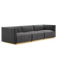 China Cara furniture factory direct salsofa set module 3 seater sofas luxury velvet fabric upholstered Living room for sale
