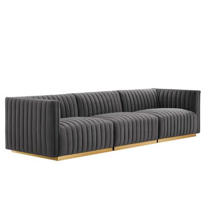 China Cara furniture factory direct salsofa set module 3 seater sofas luxury velvet fabric upholstered Living room for sale