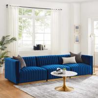 China Cara furniture factory direct salsofa set module 3 seater sofas luxury velvet fabric upholstered Living room for sale