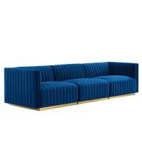 China Cara furniture factory direct salsofa set module 3 seater sofas luxury velvet fabric upholstered Living room for sale