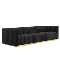 China Cara furniture factory direct salsofa set module 3 seater sofas luxury velvet fabric upholstered Living room for sale