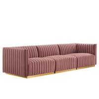 China Cara furniture factory direct salsofa set module 3 seater sofas luxury velvet fabric upholstered Living room for sale