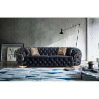 China Latest design modern shiny Velvet sofas 3 2 1 seater Gold Metal tufted pholstered sofas for living room for sale