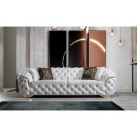China Latest design modern shiny Velvet sofas 3 2 1 seater Gold Metal tufted pholstered sofas for living room for sale