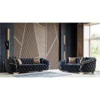 China Latest design modern shiny Velvet sofas 3 2 1 seater Gold Metal tufted pholstered sofas for living room for sale