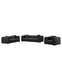 China New Style Luxury 3+2+1 black velvet tufted sectional sofa indoor furniture Corner sofa set modern living room sofas for sale