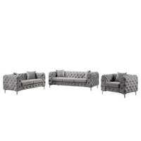 China New Style Luxury 3+2+1 black velvet tufted sectional sofa indoor furniture Corner sofa set modern living room sofas for sale