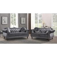 China Italian shinny velvet fabric sofa set 3 seat 2 seat 1 seat living room furniture upholstered button tufted sofas for sale