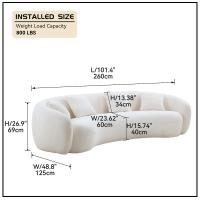 China European arc cozy living room sofa modern minimalism cream moon-shaped corner berber fleece Dough sofa for sale