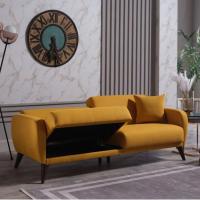 China FSC-BSCI exceptional quality couture fire resistant yellow sofa bed with storage luxury gold sofas for sale
