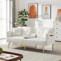 China white living room velvet sofa minimalist sofa nordic loveseat sleeper balcony sofa set with cup holder for sale