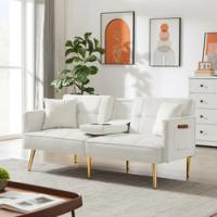 China white living room velvet sofa minimalist sofa nordic loveseat sleeper balcony sofa set with cup holder for sale