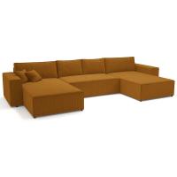 China U shape is popular in Europe and America Convertible panoramic Living room sofa with lilac ribbed velvet trunk sofa bed for sale
