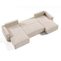 China U shape is popular in Europe and America Convertible panoramic Living room sofa with lilac ribbed velvet trunk sofa bed for sale