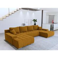 China Cara furniture 2024 the latest design luxury living room sofa velvet fabric U-shaped sofa storage convertible sofa for sale