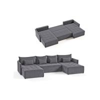 China Factory 2023 Latest design Luxury 8 seater living room sofa Velvet fabric with storage convertible sofa bed for sale